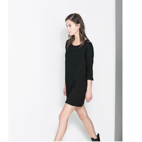 Zara | Dresses | Zara Black Aztec Textured Above The Knee Shift Dress | Poshmark
